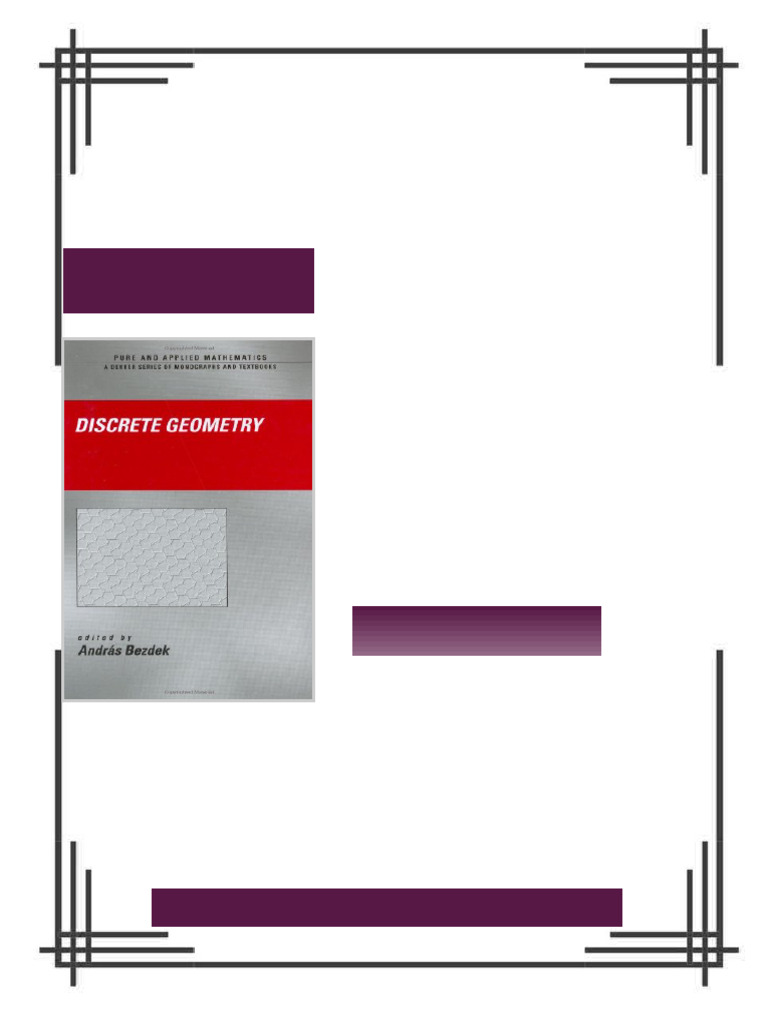 Discrete Geometry Pure and Applied Mathematics Marcel Dekker 1st ...