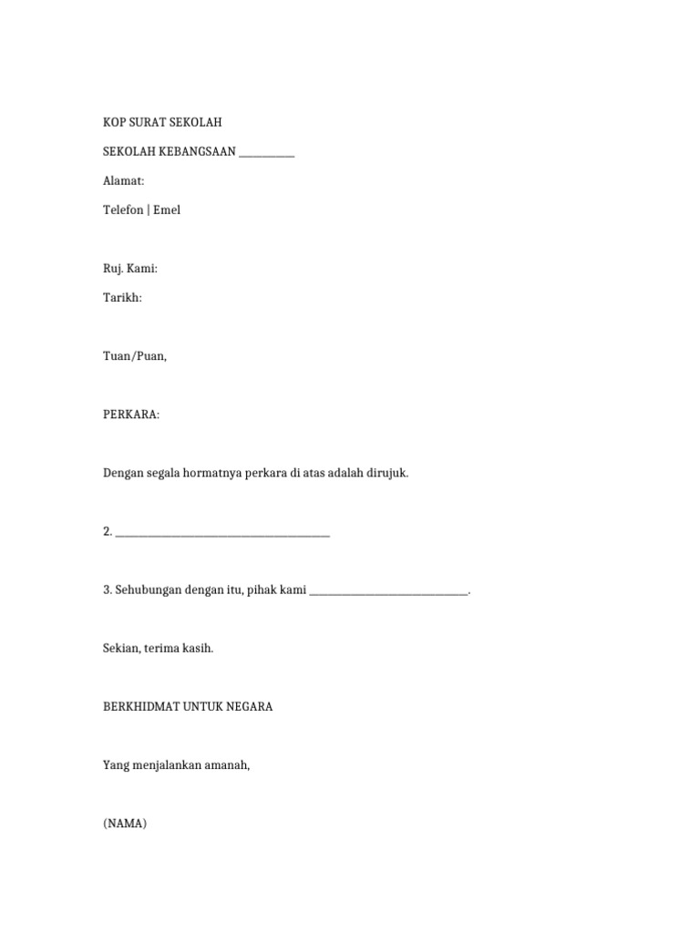 01 Surat Rasmi Sekolah | PDF