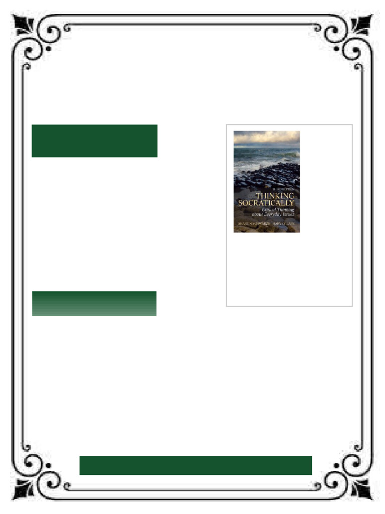 Thinking Socratically Critical Thinking about Everyday Issues 3rd ...