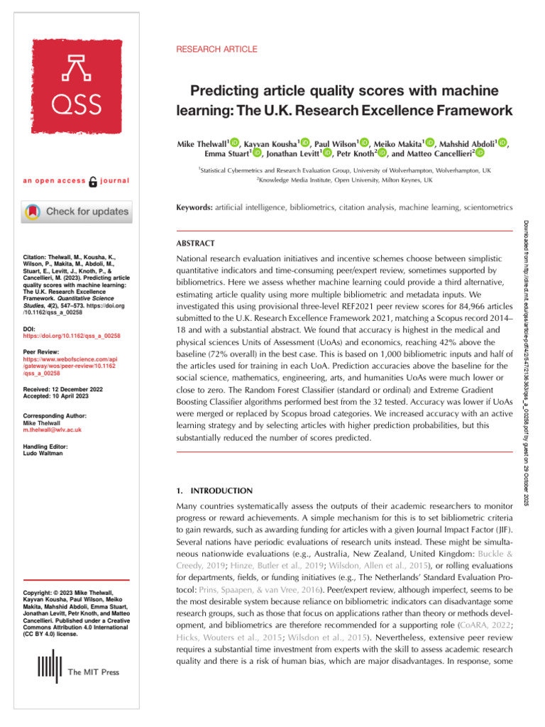 Machine Learning for Article Quality Prediction | PDF | Machine ...