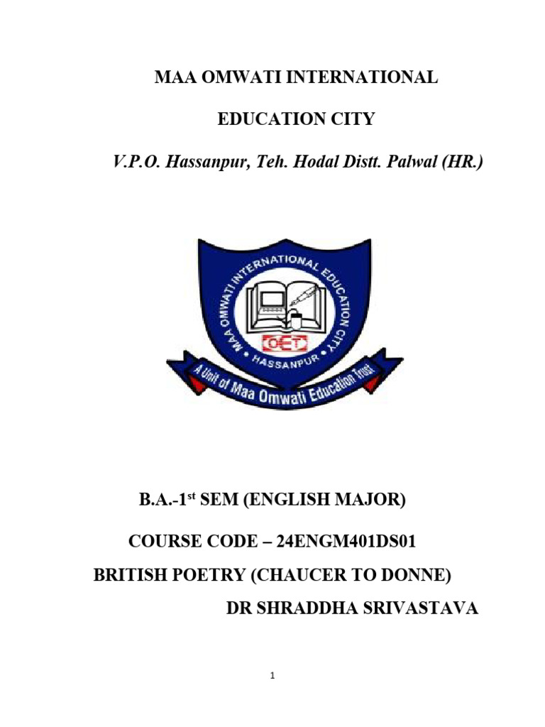 British Poetry: Key Literary Terms | PDF | Poetry | Allegory