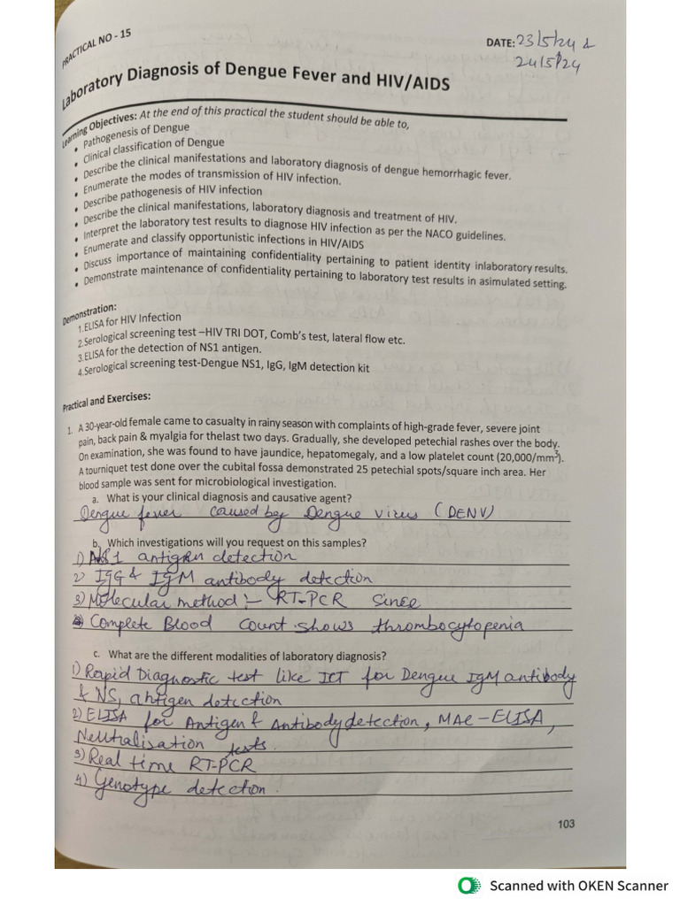15 . Lab Diagnosis of Dengue Fever and HIV | PDF