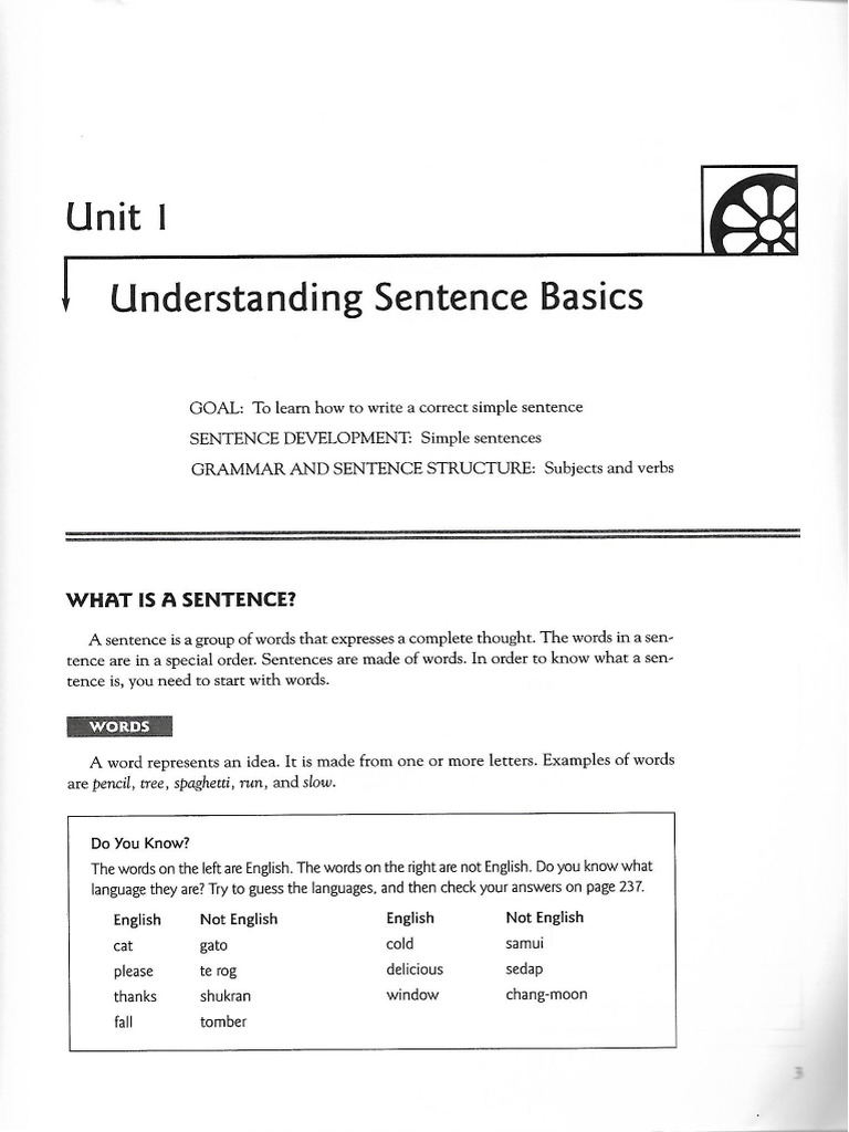 Great Sentences - Unit 1 | PDF