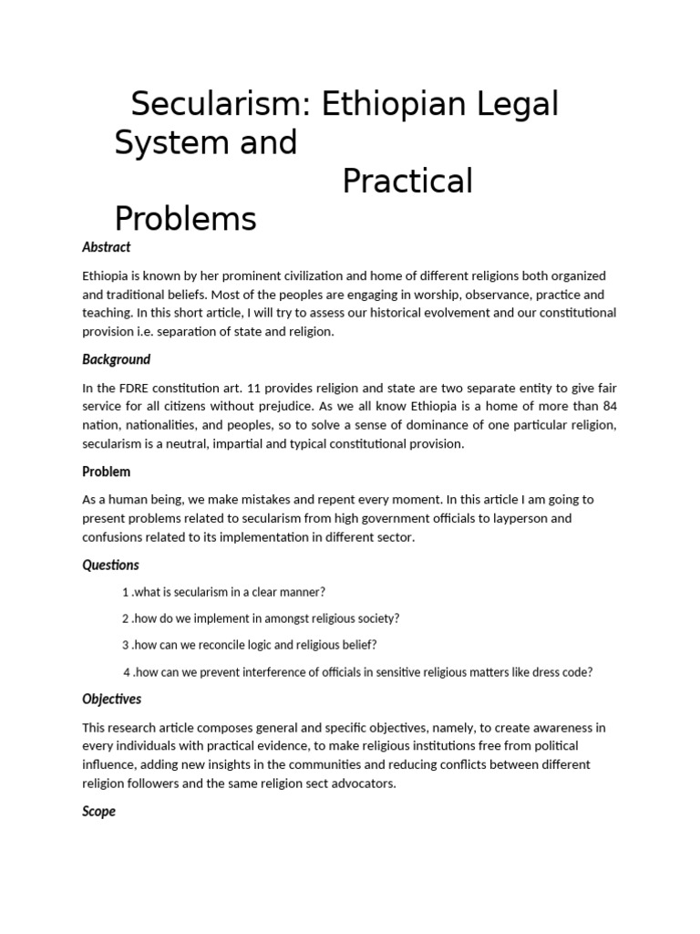 Secularism | PDF | Secularism | Ethiopia