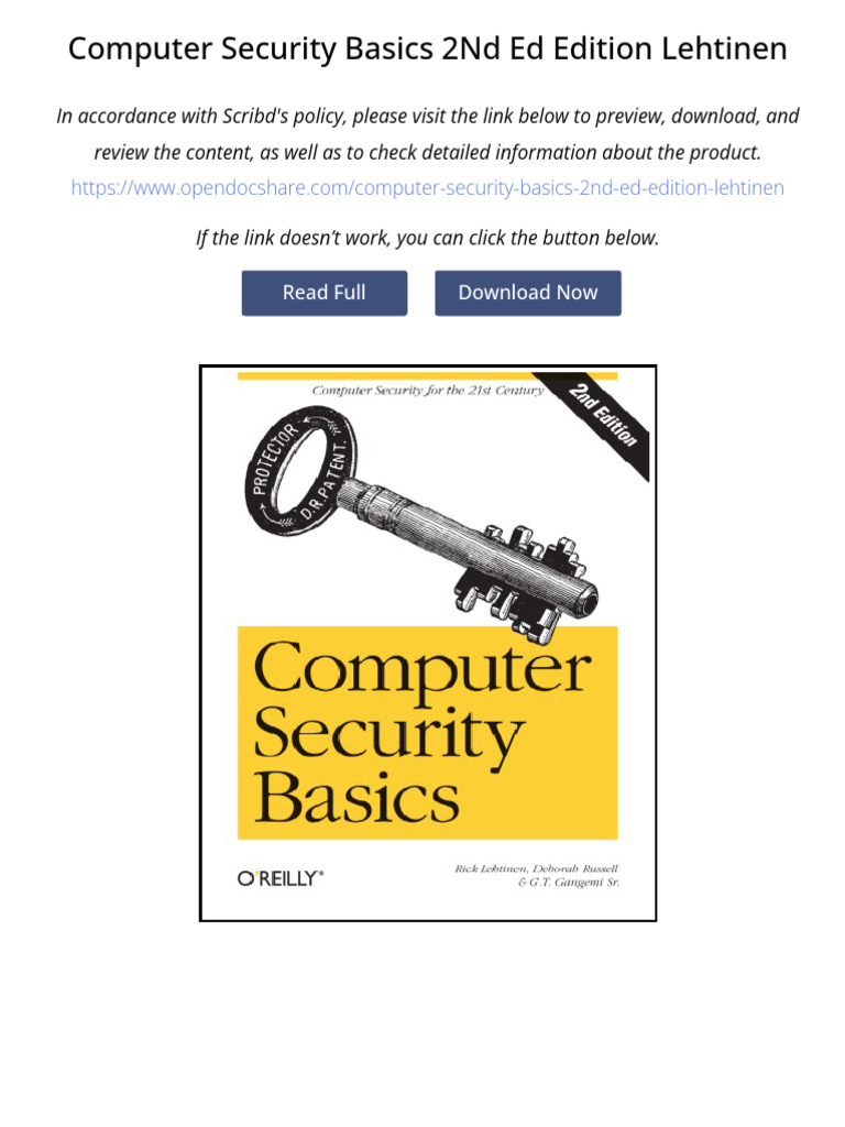 Computer security basics 2nd ed Edition Lehtinen | PDF | Computer Virus ...