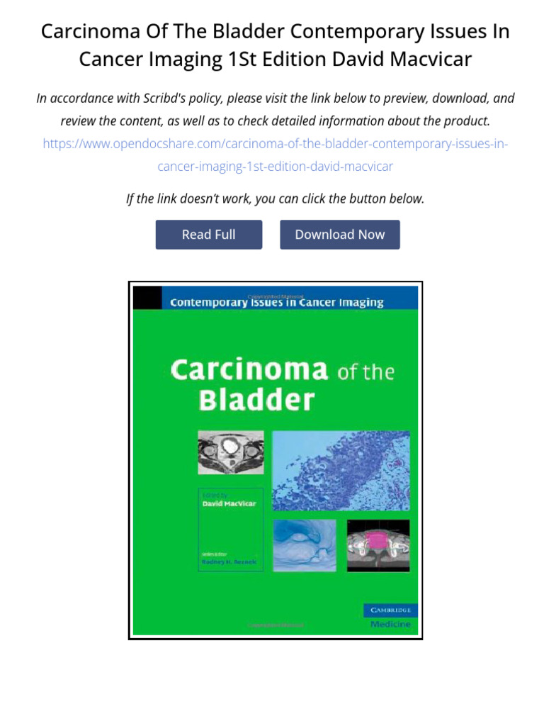 Carcinoma of the Bladder Contemporary Issues in Cancer Imaging 1st ...