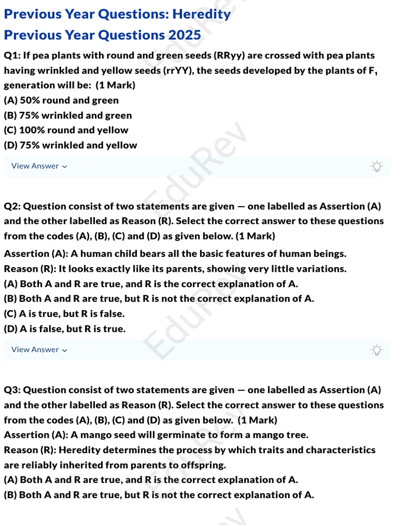 EduRev Document | PDF | Sex | Dominance (Genetics)