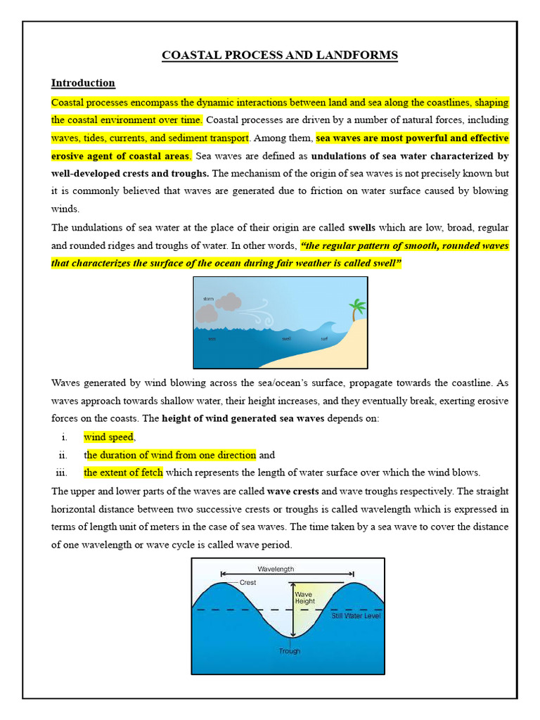 Coastal Processes and Erosional Landforms | PDF | Shoal | Erosion