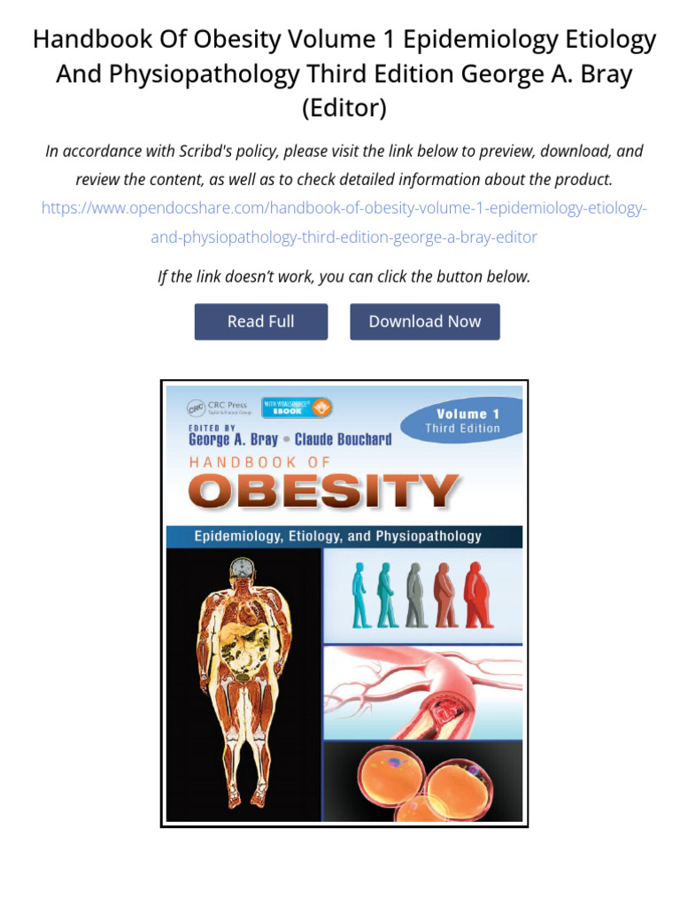 Handbook of Obesity Volume 1 Epidemiology Etiology and Physiopathology ...
