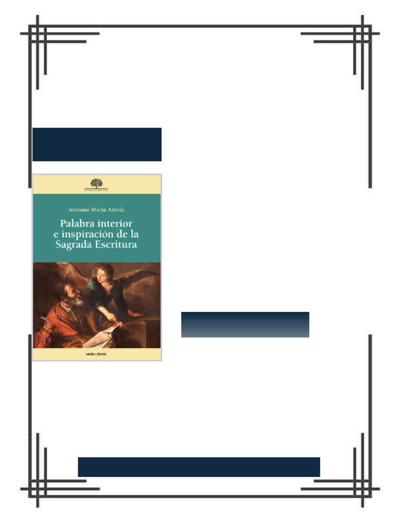 Palabra interior e inspiración de la Sagrada Escritura Artola Arbiza ...