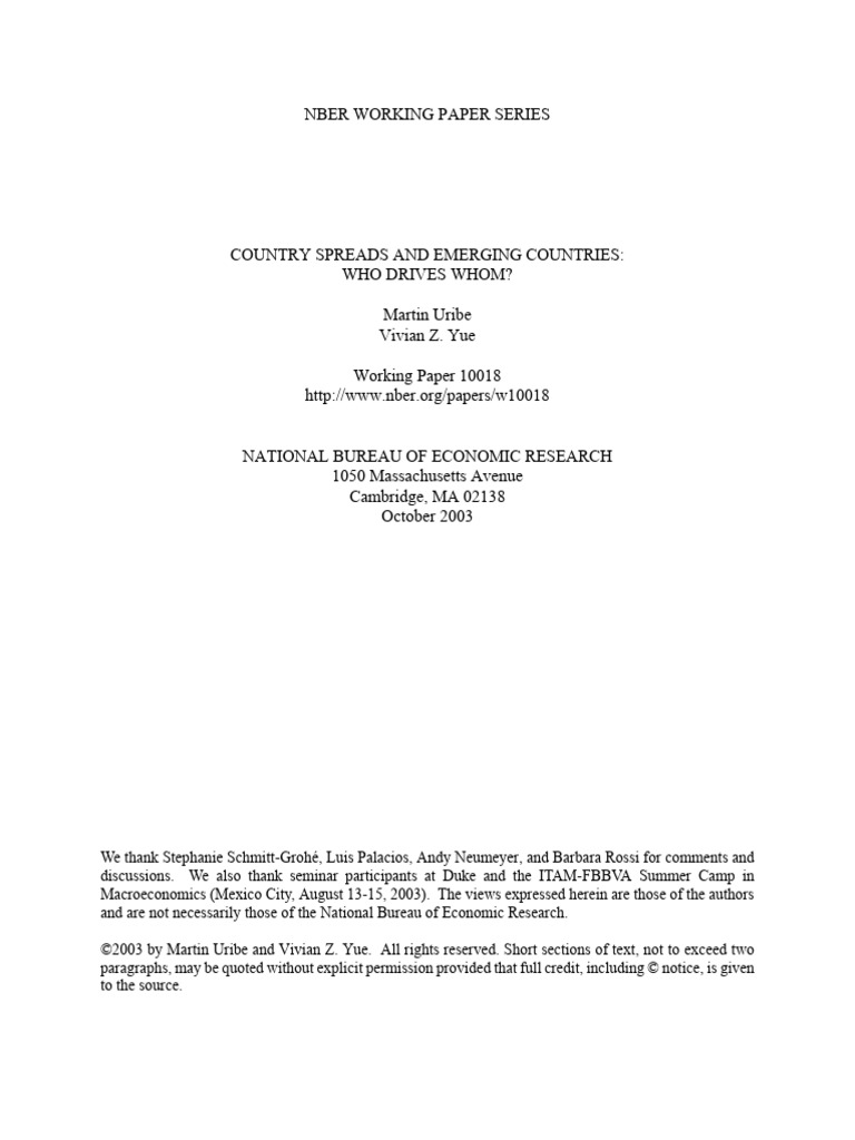 Country Spreads and Emerging Markets Dynamics | PDF | Vector ...