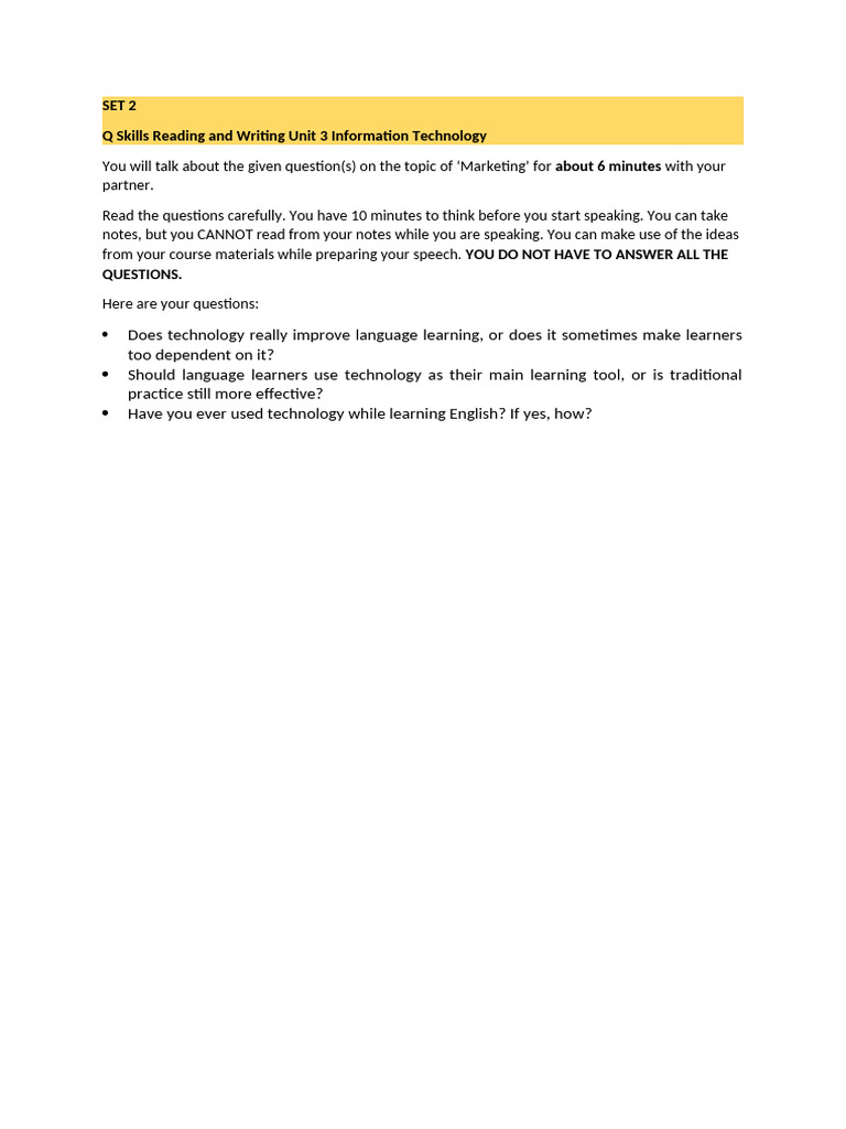 B1 Speaking Practice 2 (Dialogue) | PDF