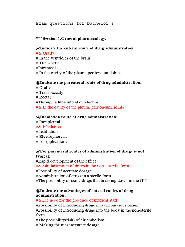 Pharmacology Exam Questions | PDF | Acetylcholine | Motor Neuron
