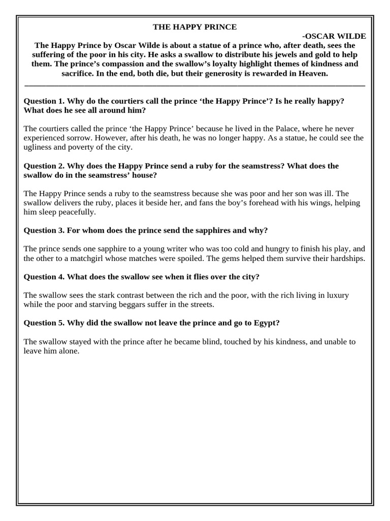 The Happy Prince Notes | PDF