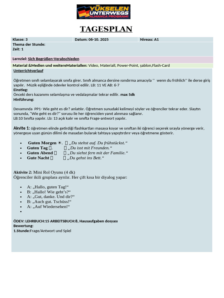 TAGESPLAN | PDF