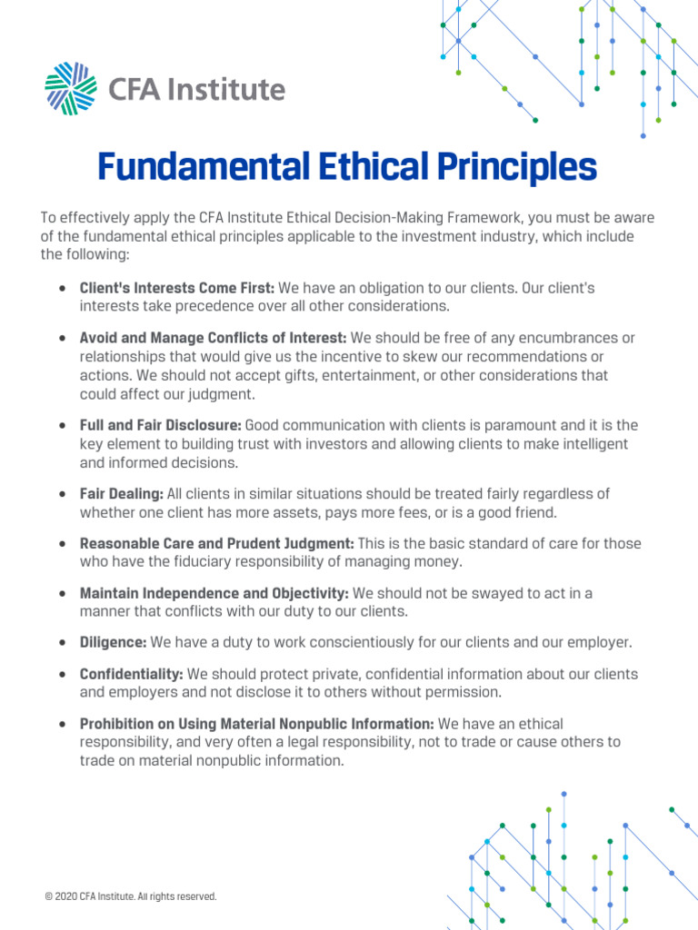 Ethical Principles in Investment Management | PDF