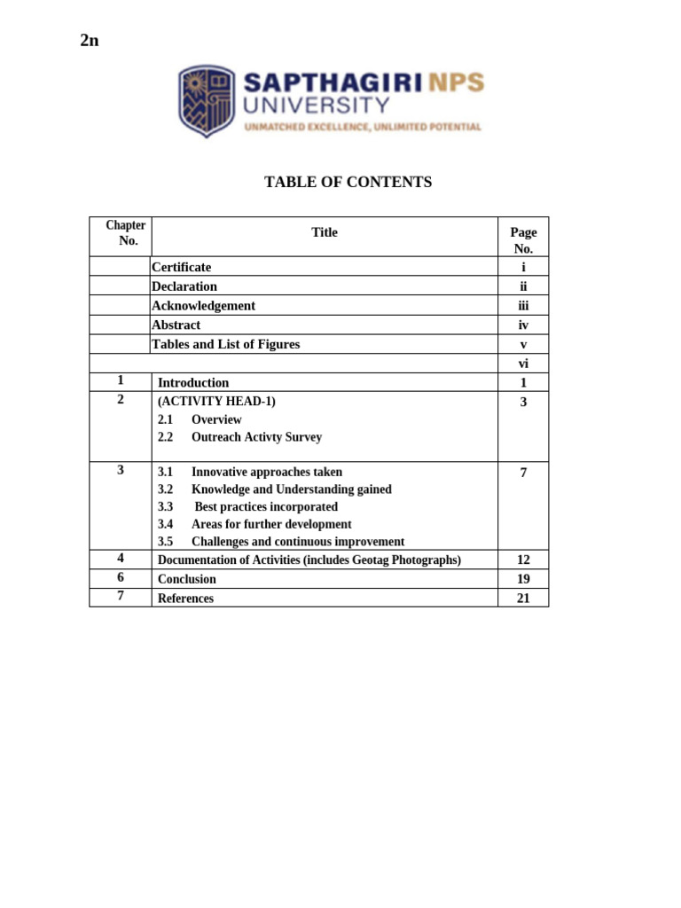 Outreach-Table of Contents | PDF