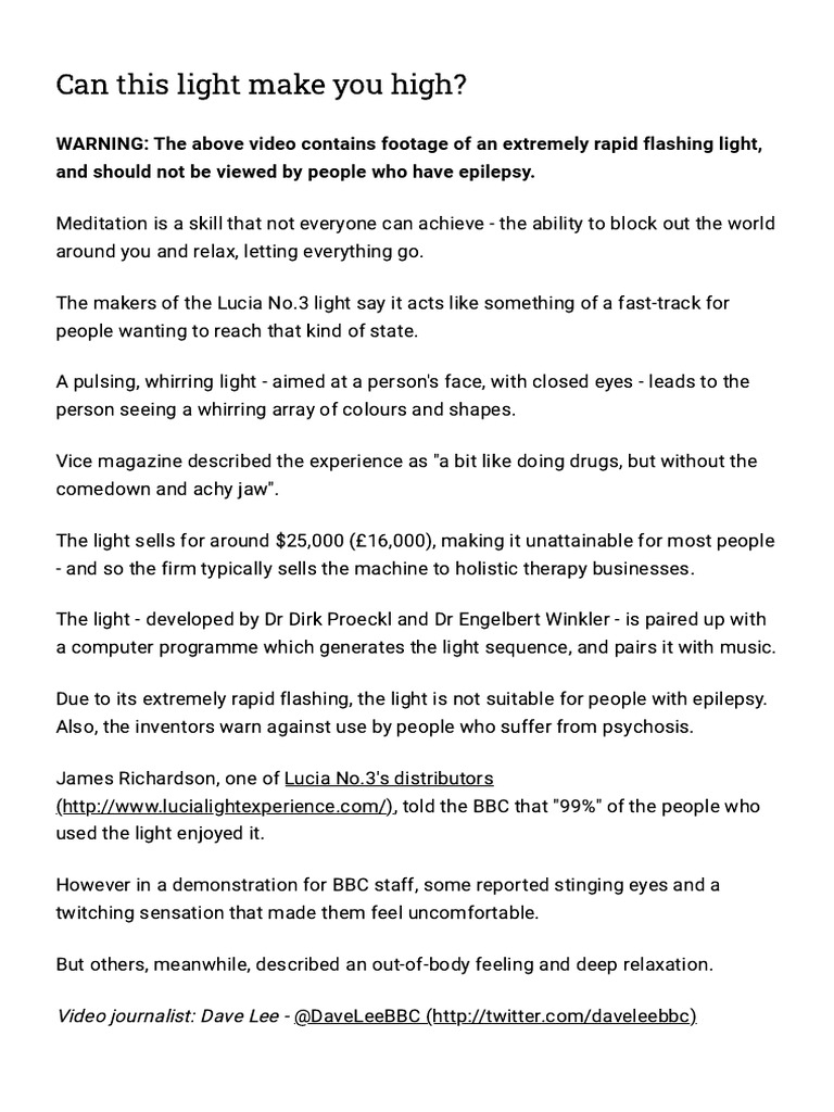 Can This Light Make You High_ - BBC News | PDF