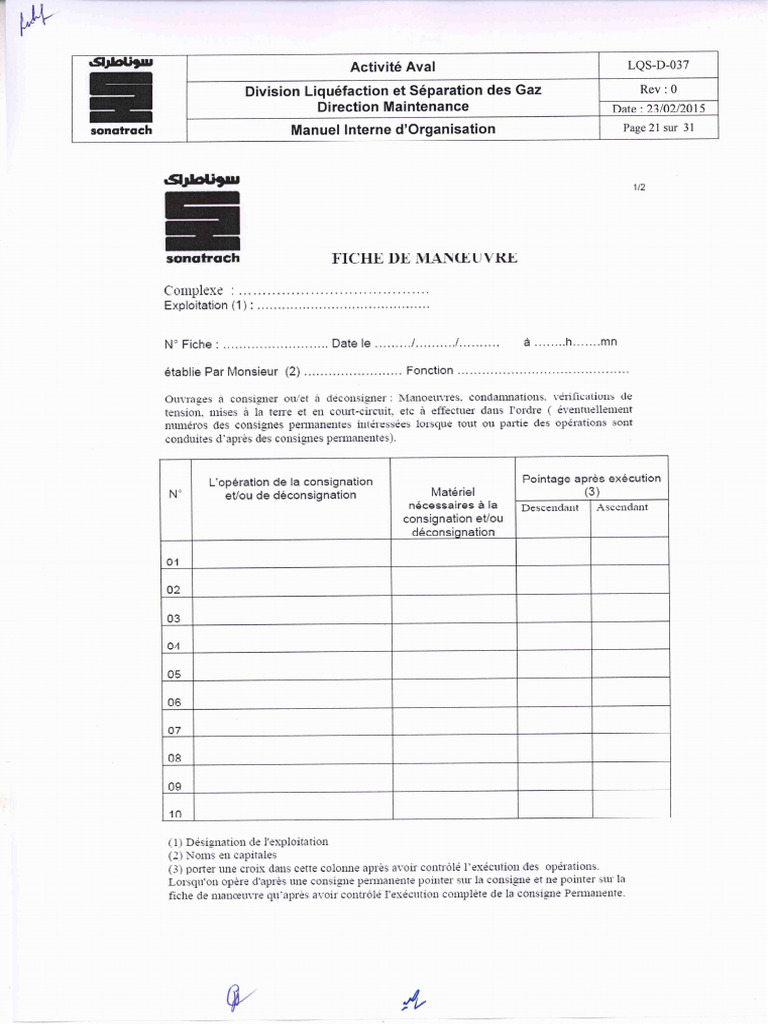 Fiche de Maneouvre HT Apprenant | PDF