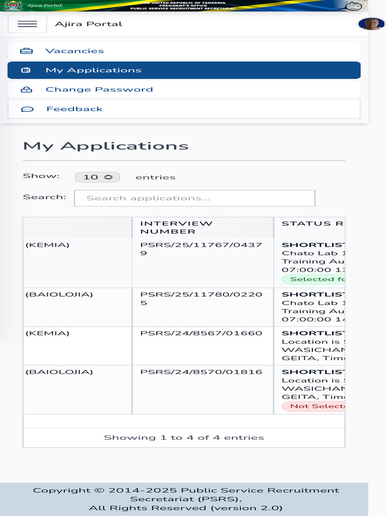 My Applications Ajira Portal 3 | PDF