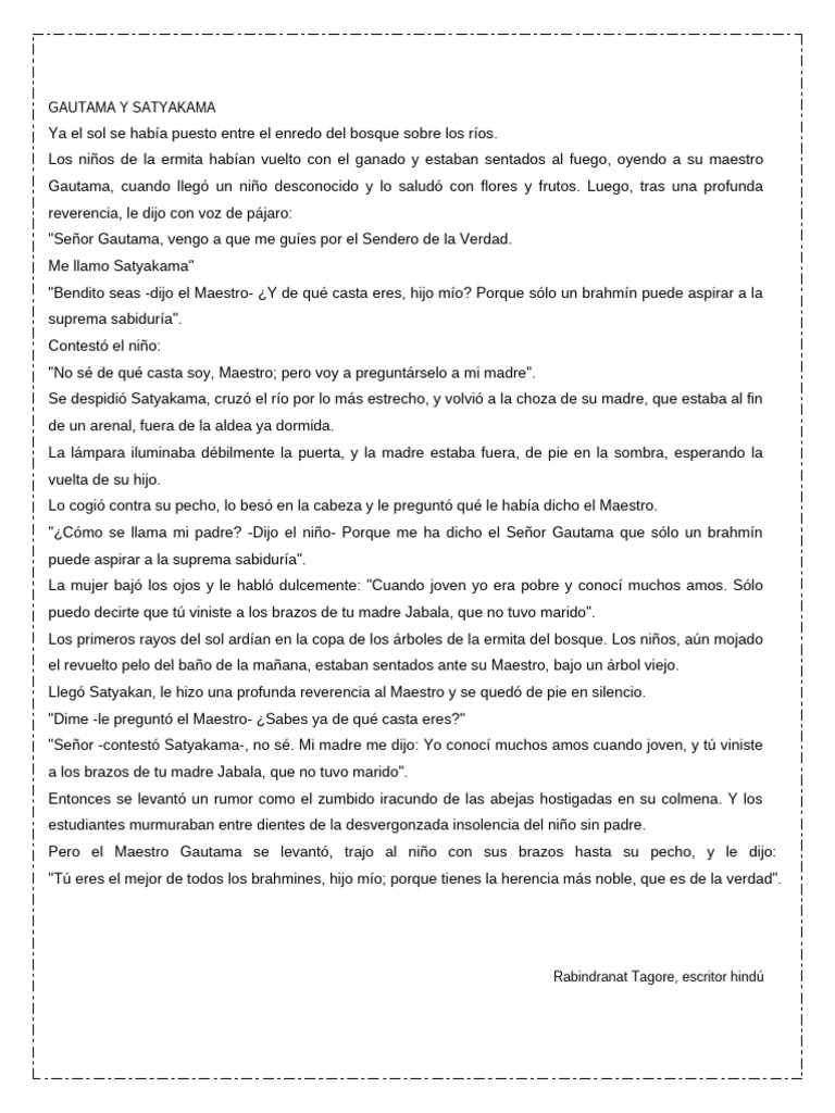 Gautama y Satyakama Rabindranat Tagore | PDF