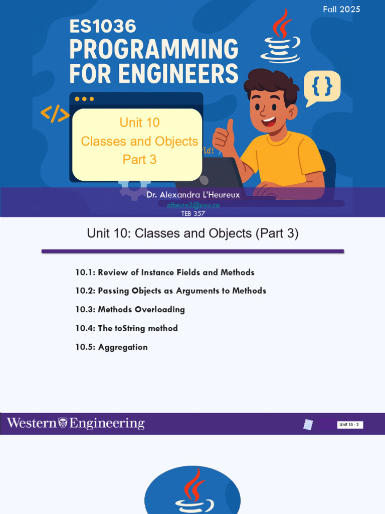 ES1036a Unit 10 Classes and Objects Part 2 | PDF | Constructor (Object ...