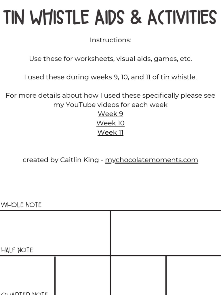 Tin Whistle Worksheets & Activities | PDF