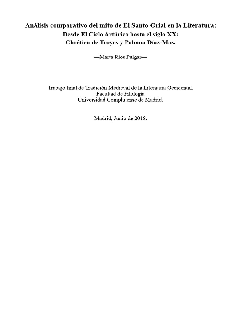 Mito del Santo Grial en Literatura Medieval | PDF