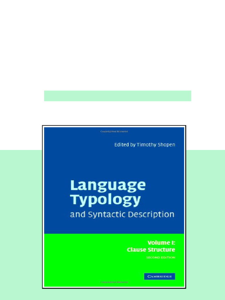 Language Typology and Syntactic Description Volume I Clause Structure ...
