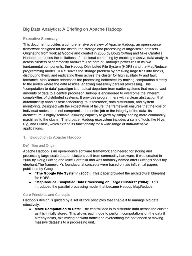 Big Data Analytics_ a Briefing on Apache Hadoop - Google Docs | PDF ...