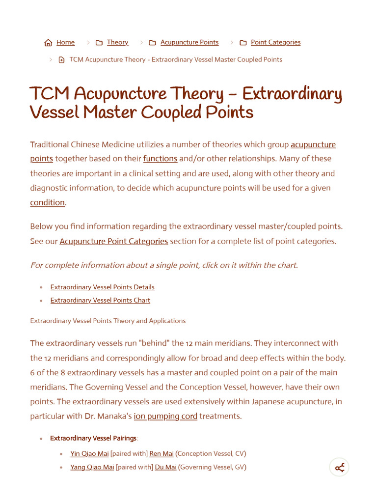 Extraordinary Vessel Acupuncture Points | PDF | Traditional Chinese ...