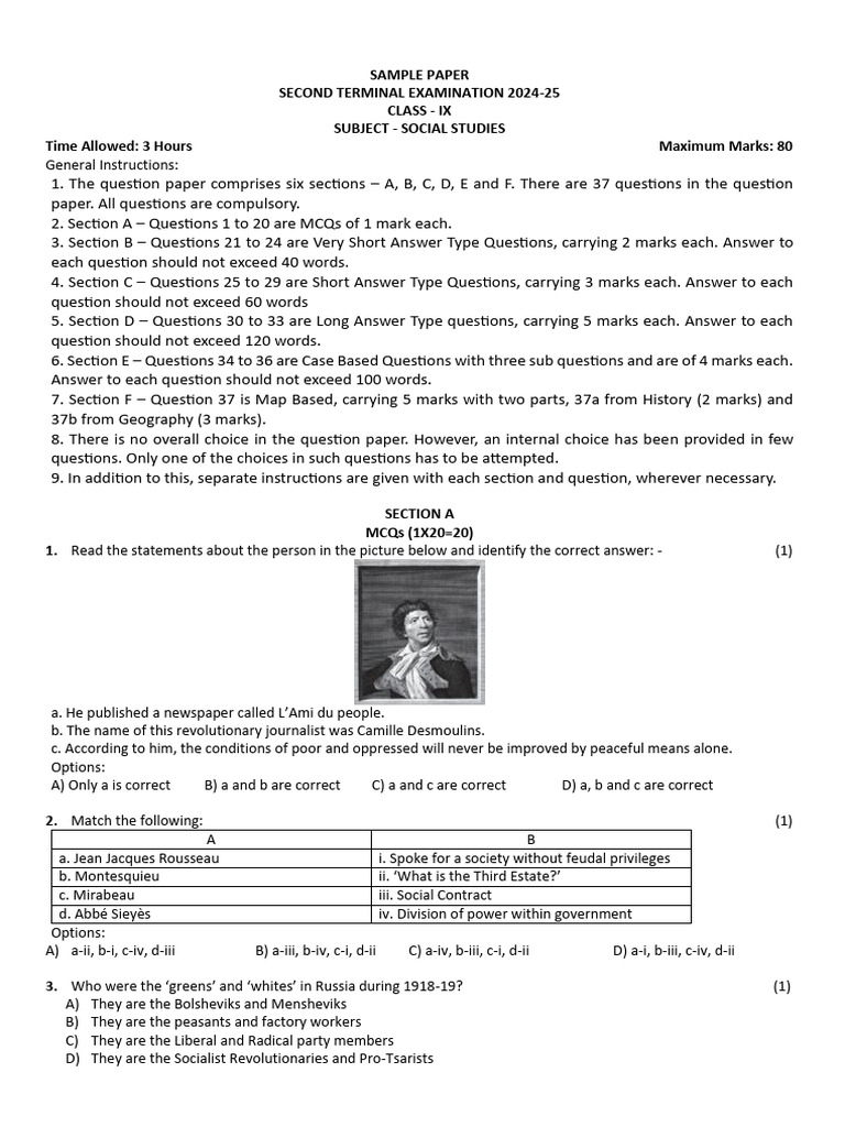 SST Term II Sample Paper | PDF