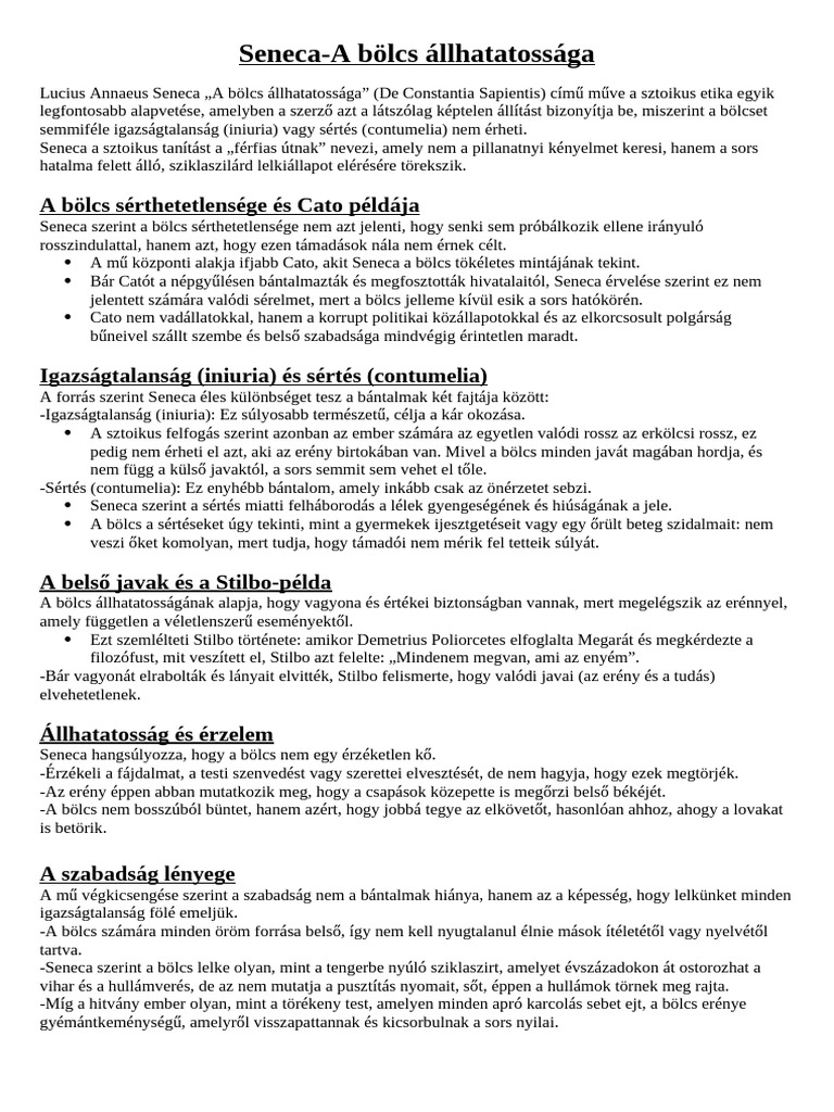 Seneca-A Bölcs Állhatatossága | PDF