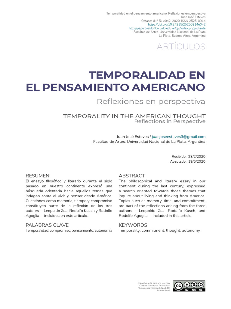 Reflexiones sobre temporalidad americana | PDF | Pensamiento ...