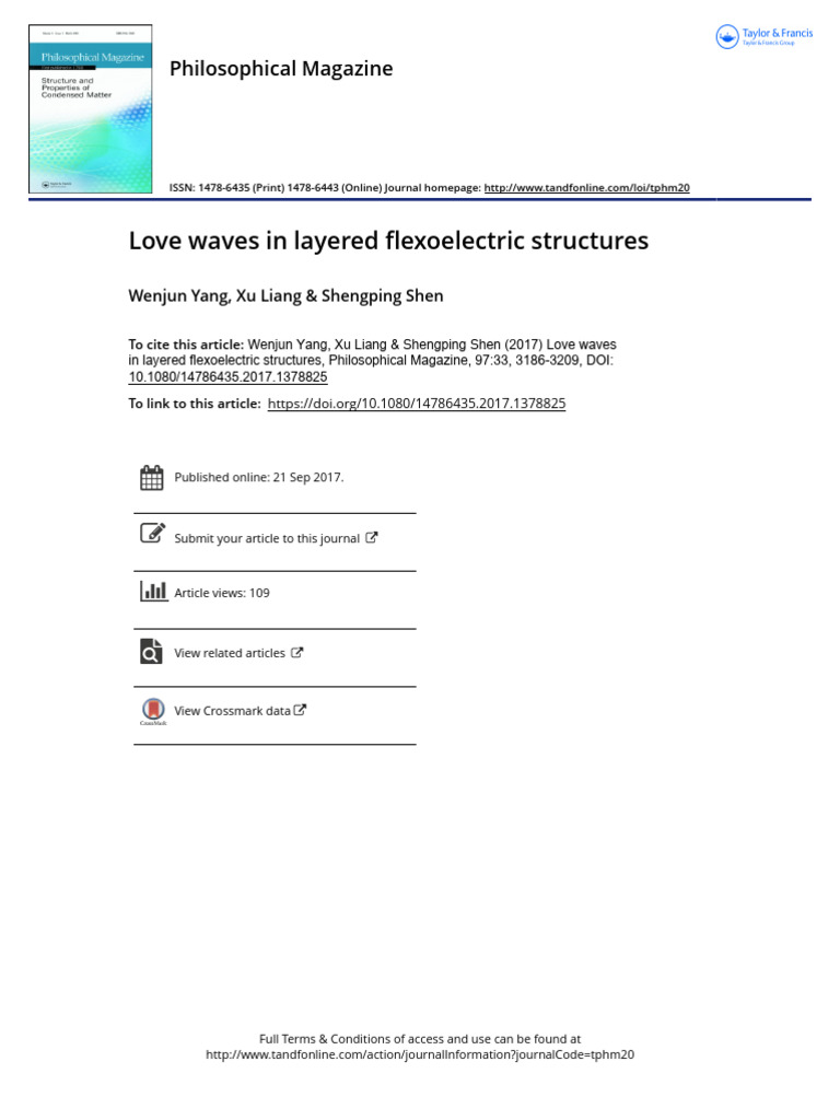 Flexoelectric Love Waves in Nanoscale Structures | PDF | Waves ...