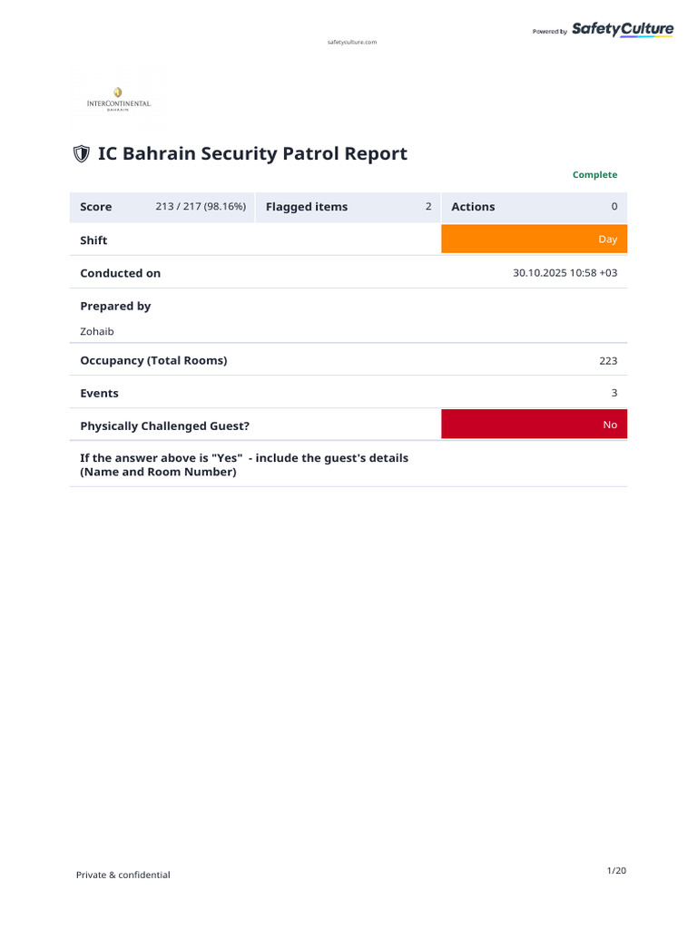 Bahrain Security Patrol Report Summary | PDF | Fire Safety | Underwater ...
