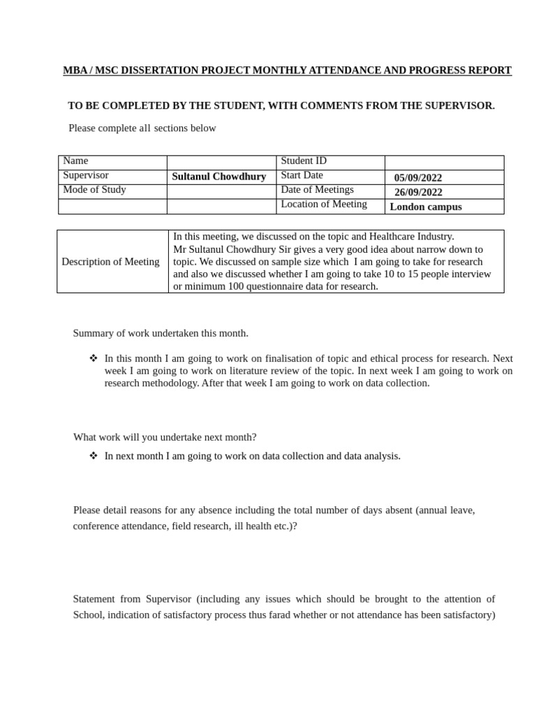 Monthly Attendance MBA Sample | PDF