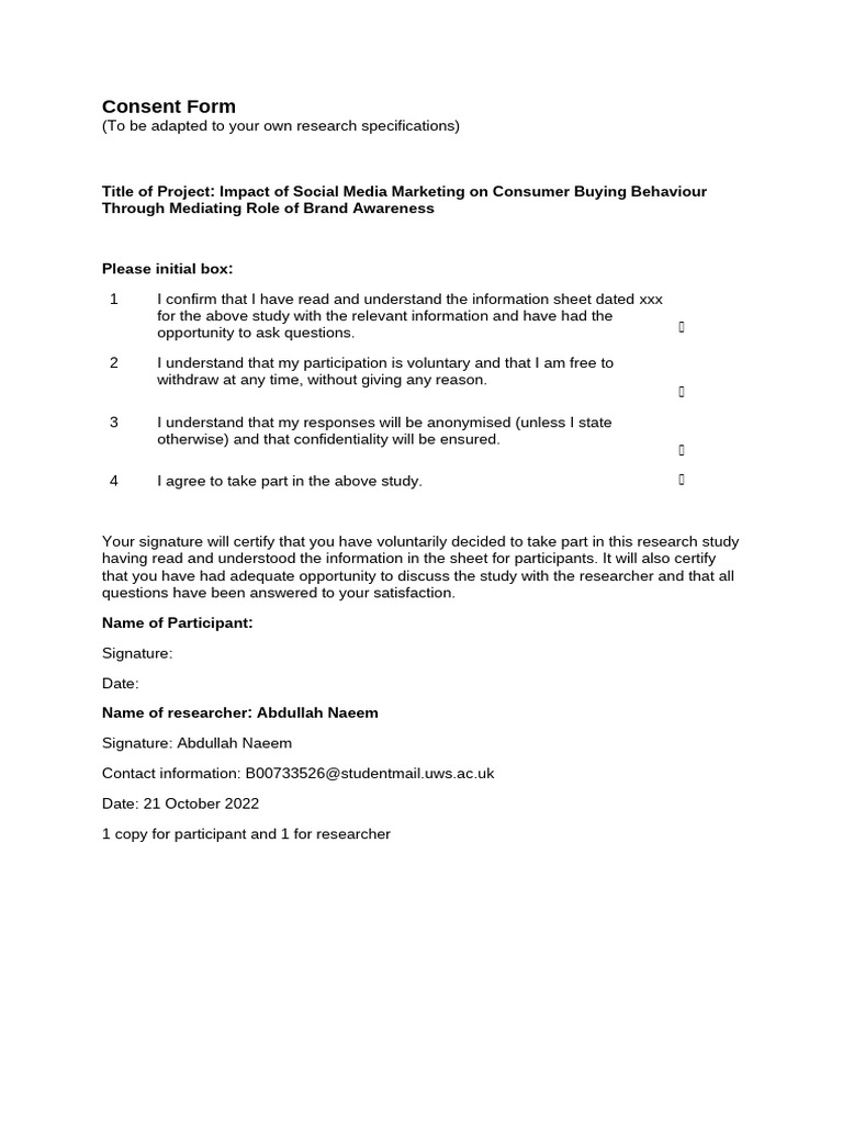 Consent Form Template (1) | PDF
