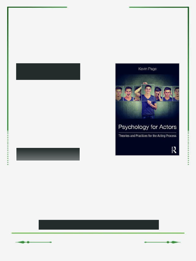 Psychology for Actors Theories and Practices for the Acting Process ...