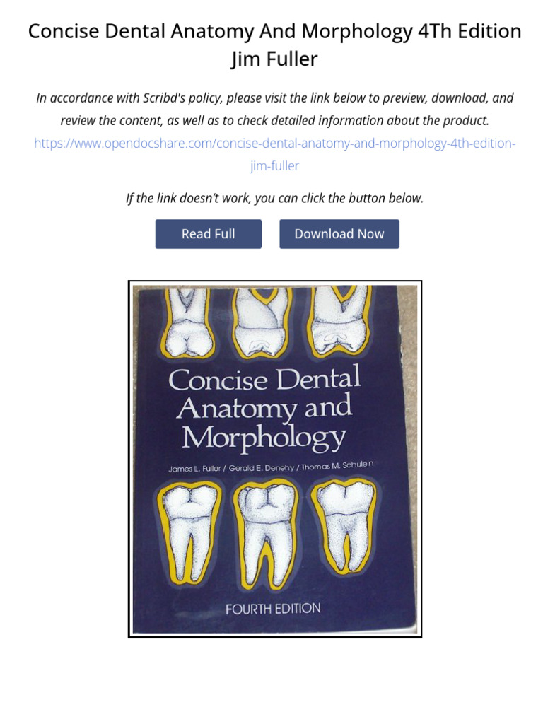 Concise Dental Anatomy and Morphology 4th Edition Jim Fuller | PDF ...