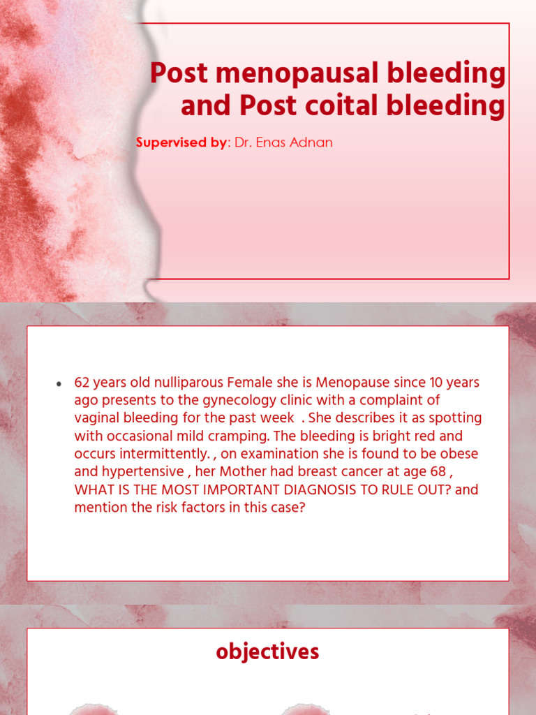 Postmenopausal and Postcoital Bleeding Analysis | PDF | Cervical Cancer ...