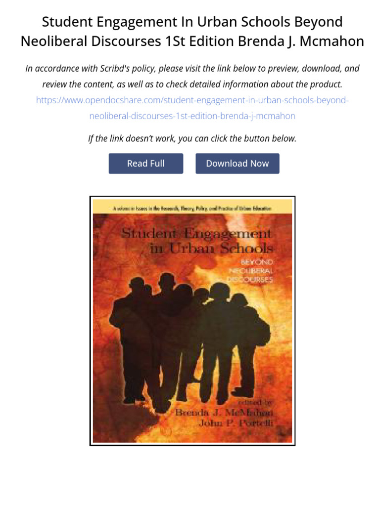 Student Engagement in Urban Schools Beyond Neoliberal Discourses 1st ...