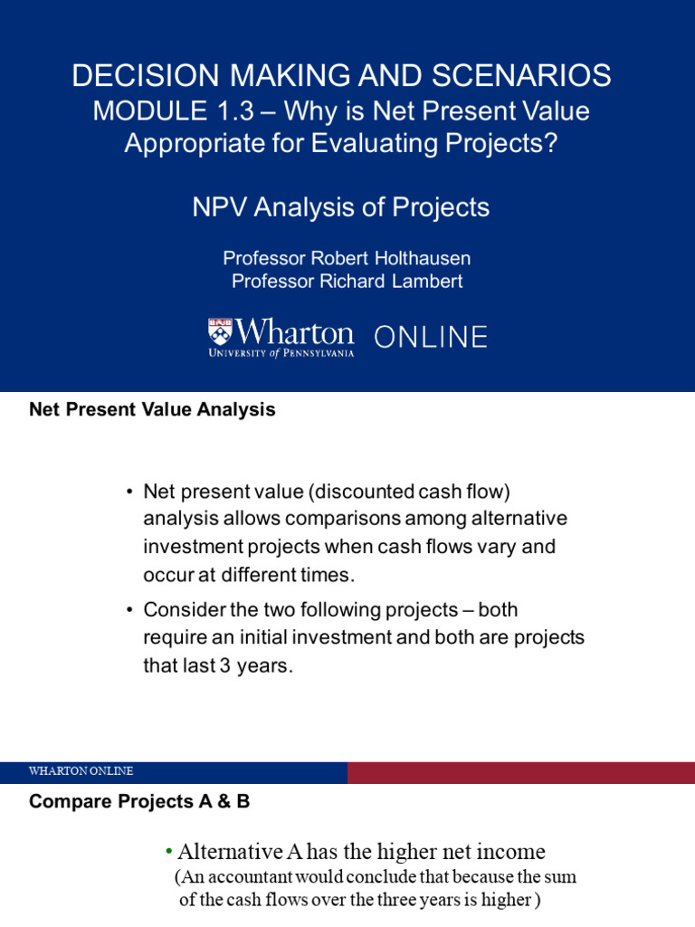 Module 1.3 - NPV Analysis of Projects | PDF | Net Present Value ...