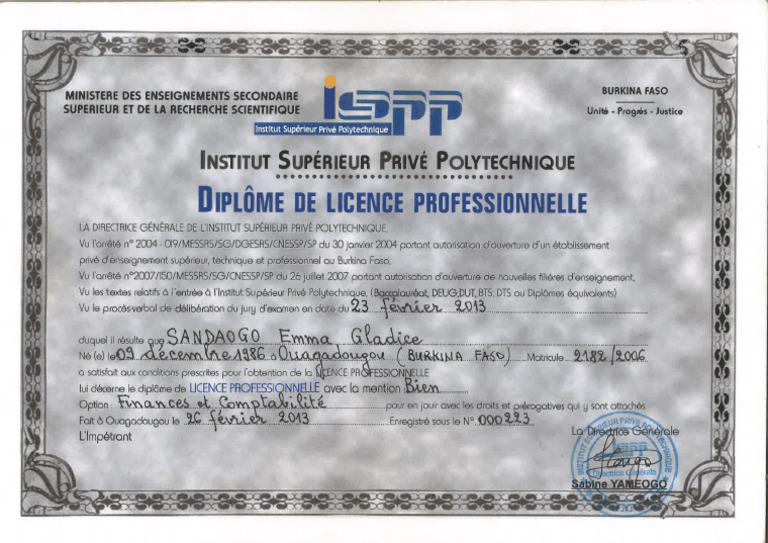 Modèle Diplôme Licence | PDF