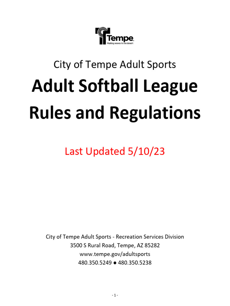 Tempe Adult Softball League Rules | PDF