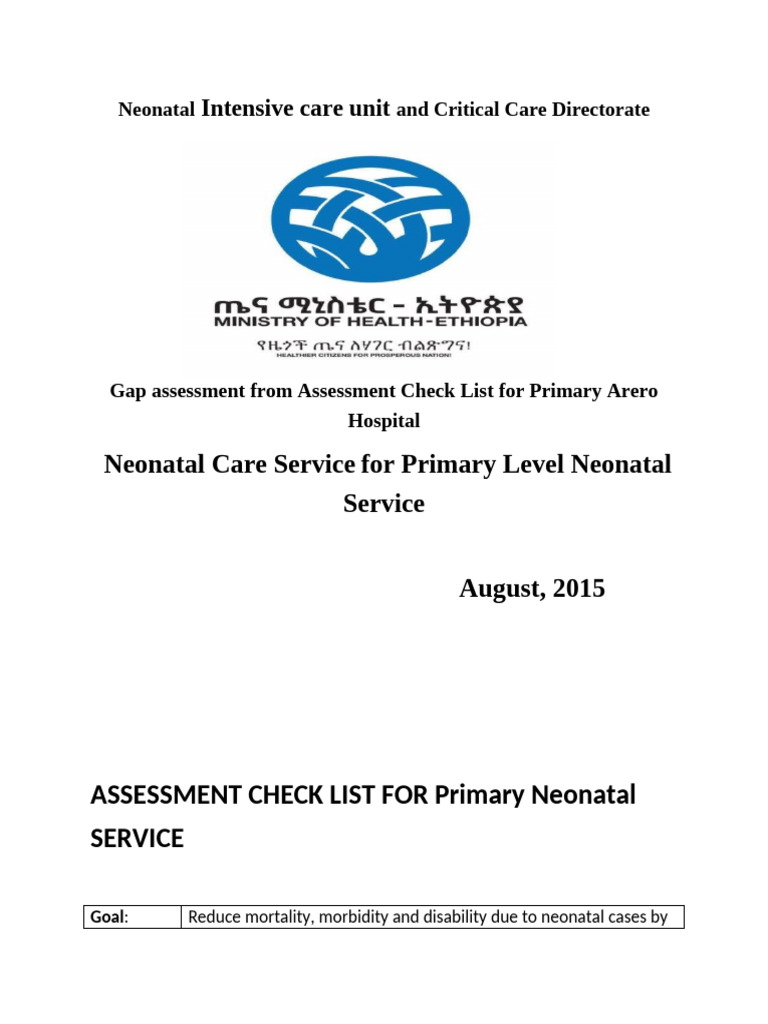 1st Nicu Gap Ass | PDF | Neonatal Intensive Care Unit | Health Sciences