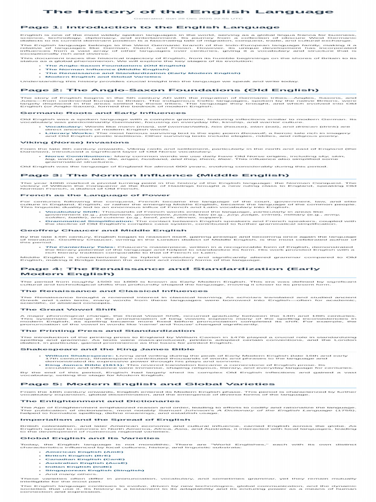 English Language History | PDF