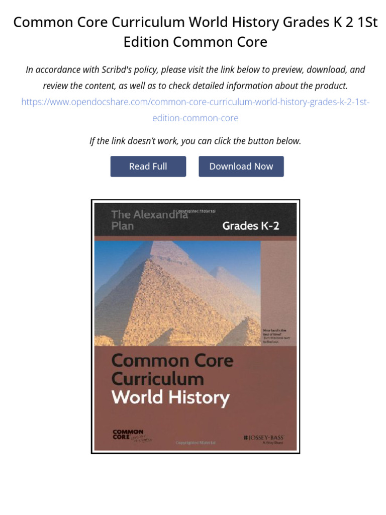 Common Core Curriculum World History Grades K 2 1st Edition Common Core ...