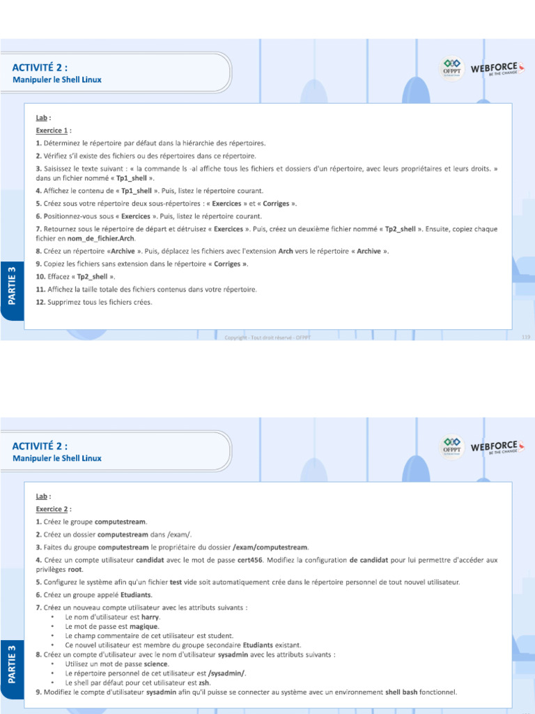 EXOcommandes Elementaire Shell | PDF