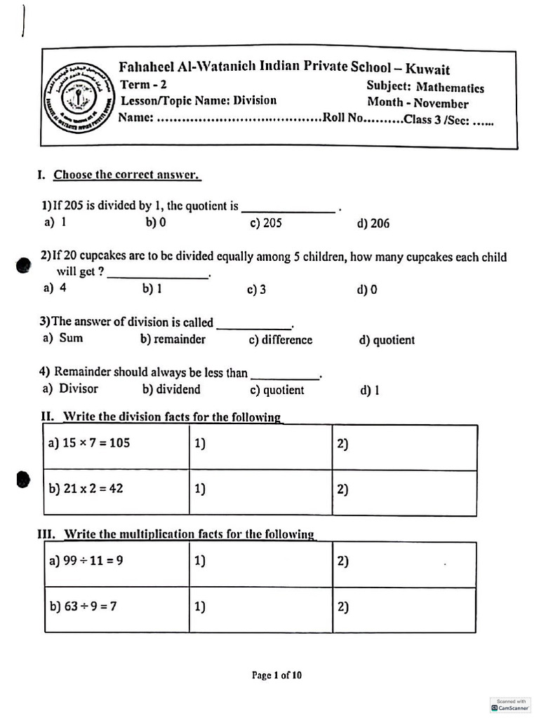 Division ( Assignment) | PDF